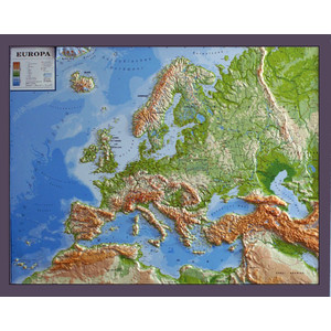 geo-institut Silver line physical relief map of Europe (in German)