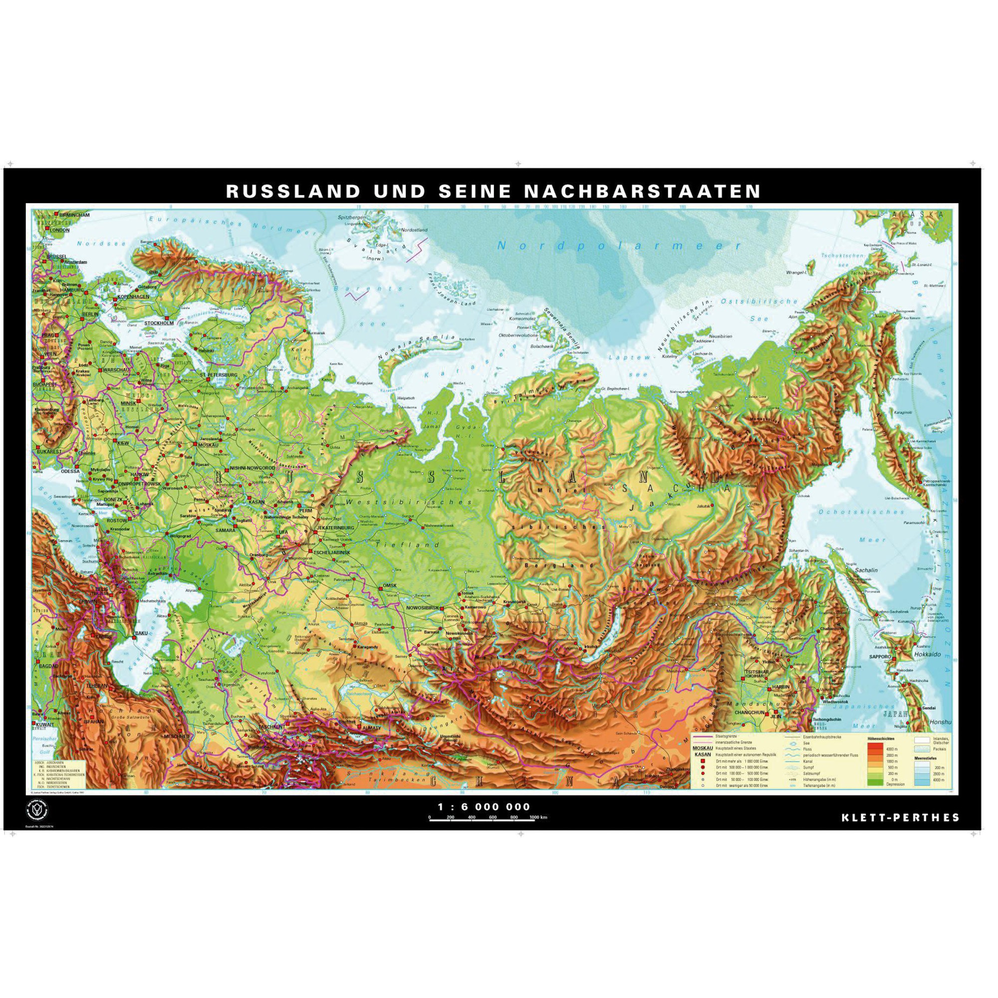Carte géographique Klett-Perthes Verlag La Russie, physiques ...