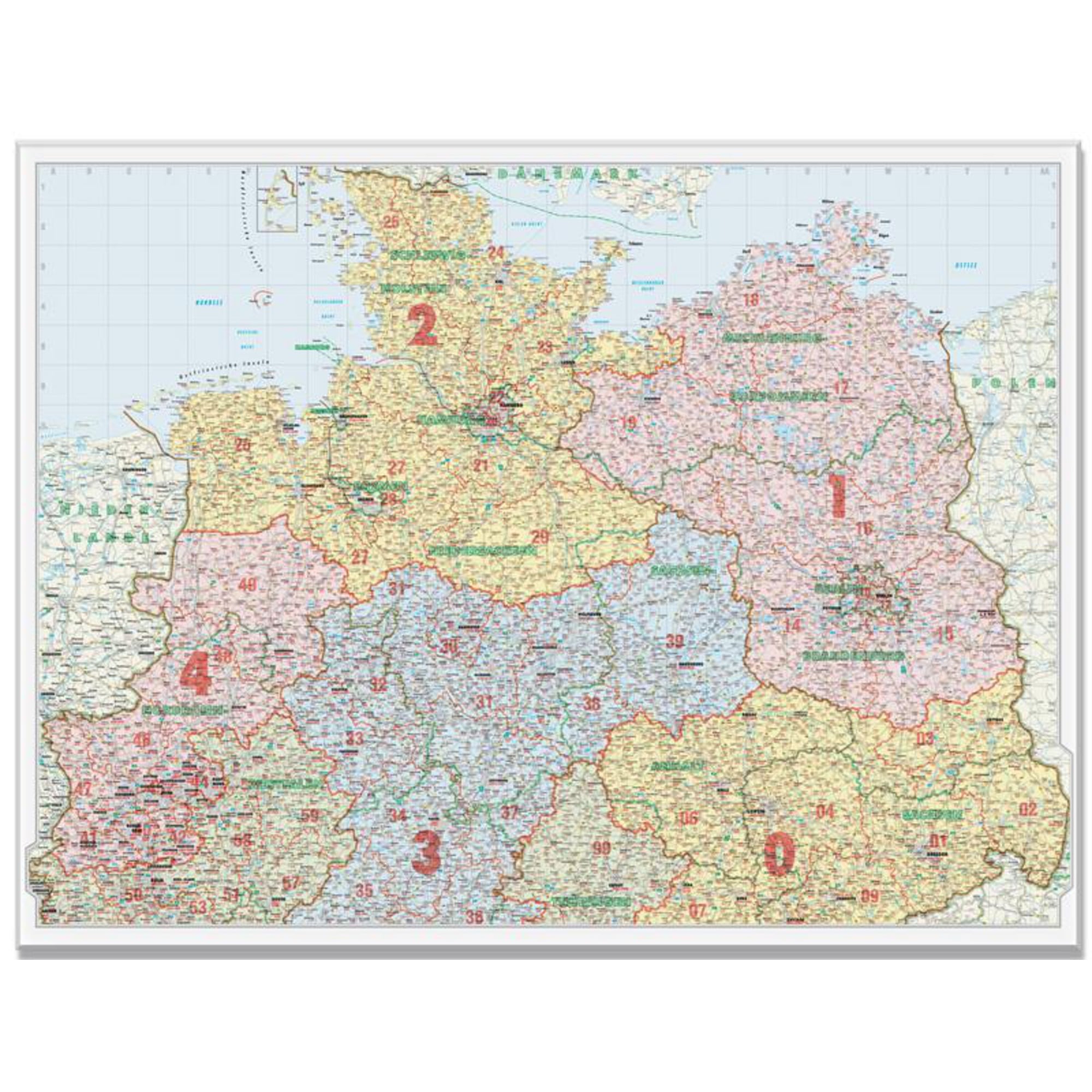 Bacher Verlag Carte des codes postaux: Allemagne du Nord 1:500.000