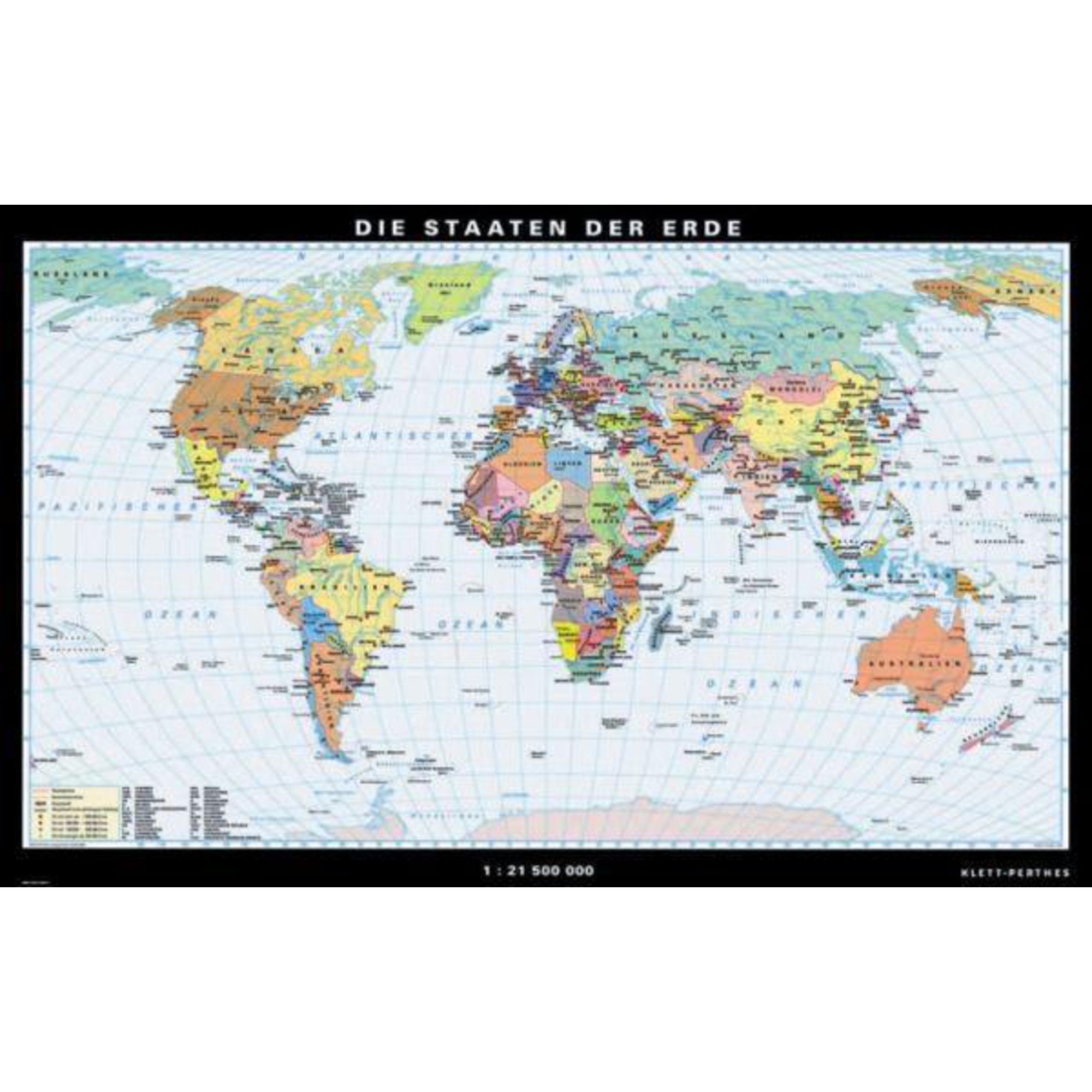 Klett-Perthes Verlag Weltkarte Die Staaten der Erde - politisch / stumm ...