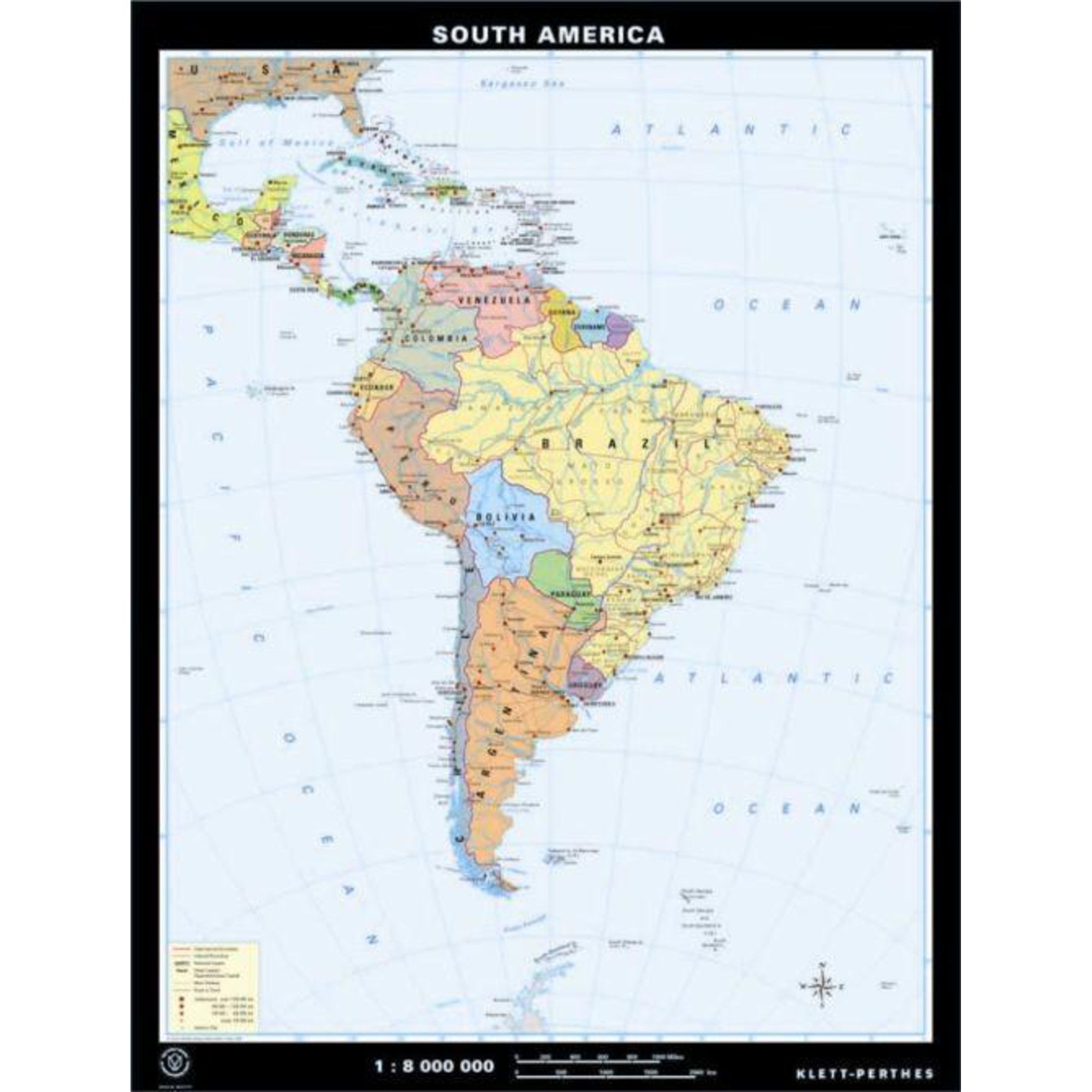 Klett-Perthes Verlag Mapa de Sudamérica, físico / político (ABW), de ...
