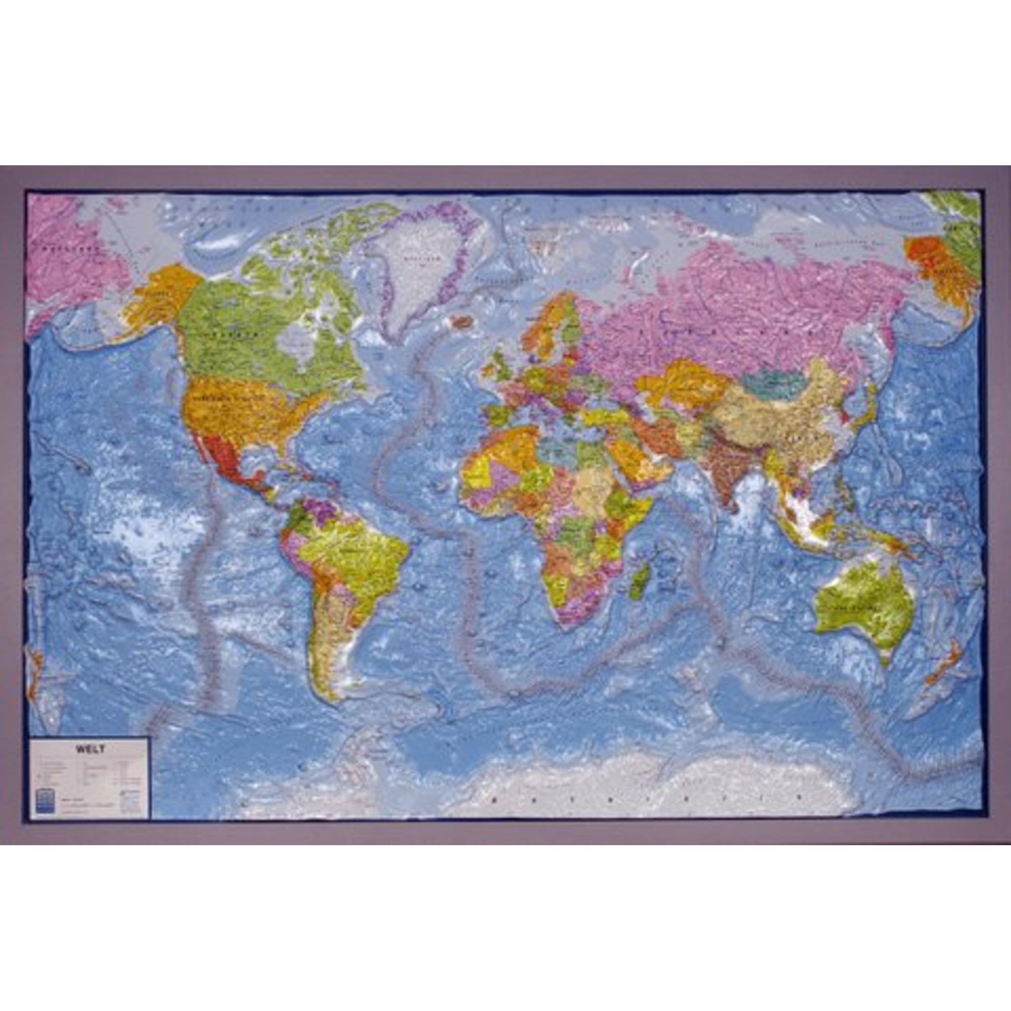 geo-institut Mappa del Mondo Planisfero, carta politica in rilievo ...