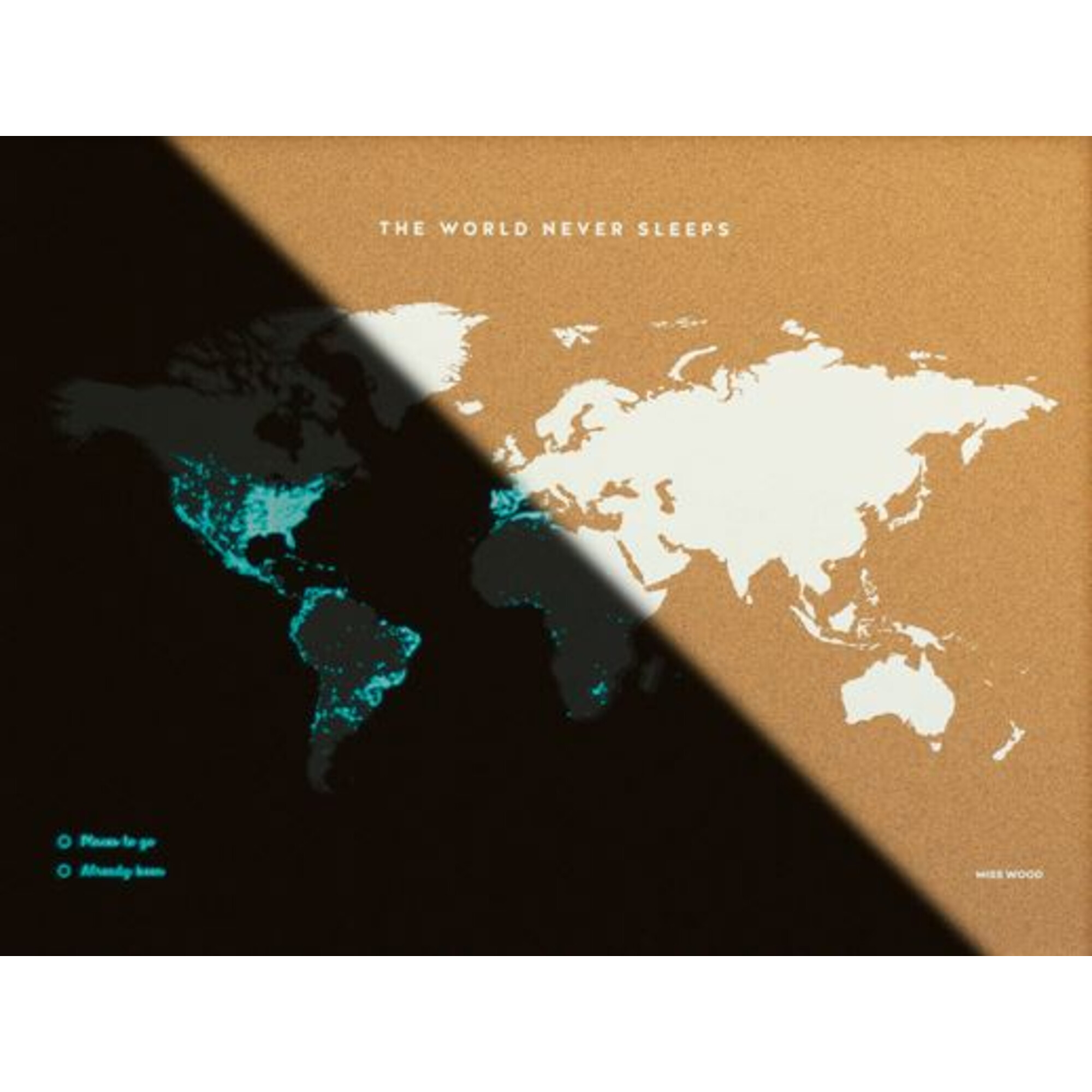 Miss Wood Wereldkaart Woody Map Fluor XL